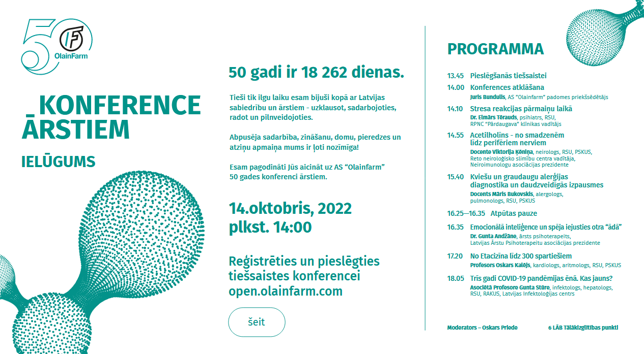 Olainfarm jubilejas konference ārstiem – Latvijas Ārstu biedrība